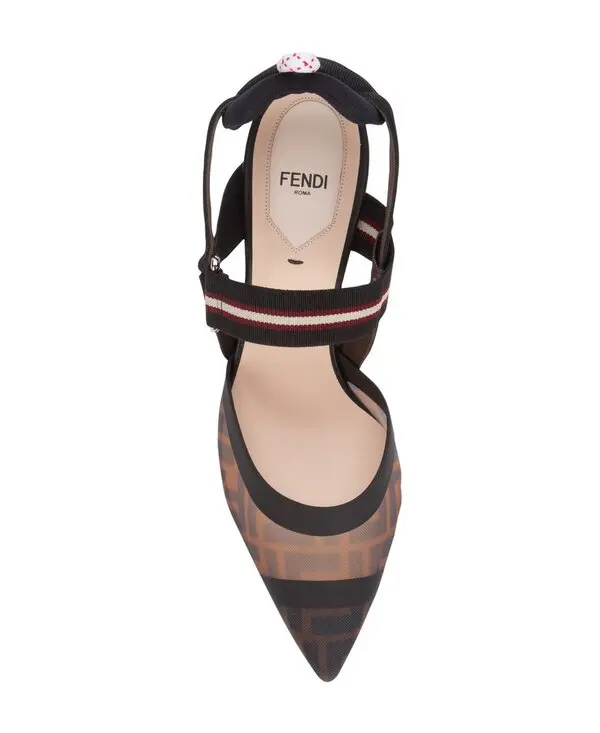 Fendi Multicolor Tech Mesh High-heeled Slingbacks - Brown