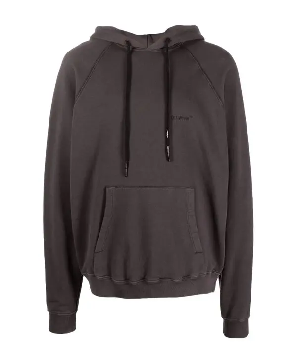 Off-White Diagonal Stripe Cotton Hoodie