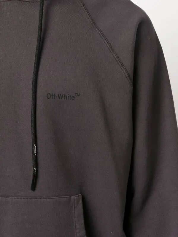 Off-White Diagonal Stripe Cotton Hoodie