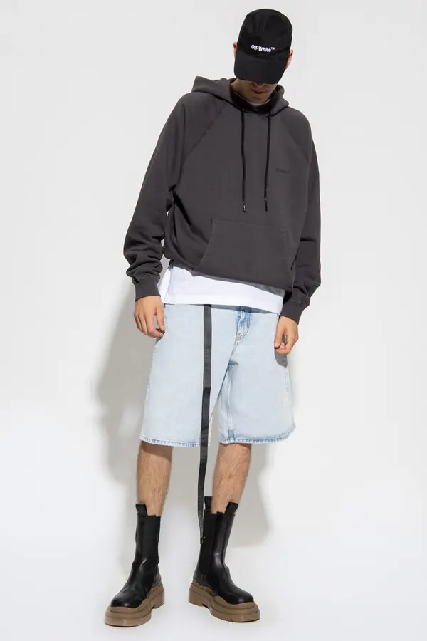 Off-White Diagonal Stripe Cotton Hoodie