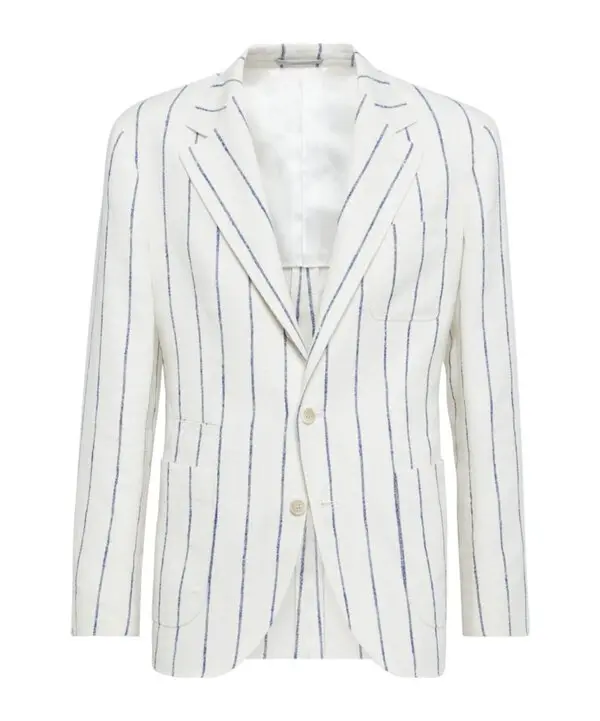 Brunello Cucinelli Striped Tailored Blazer - White