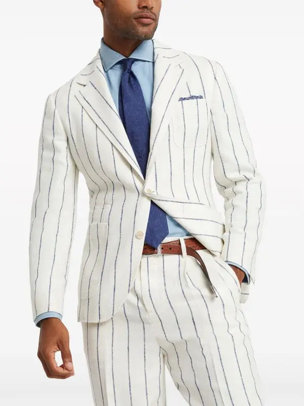 Brunello Cucinelli Striped Tailored Blazer - White