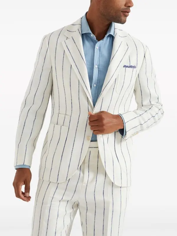 Brunello Cucinelli Striped Tailored Blazer - White