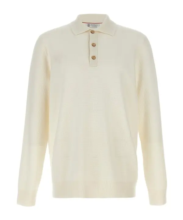 Brunello Cucinelli Long-sleeved Knitted Polo Shirt - No