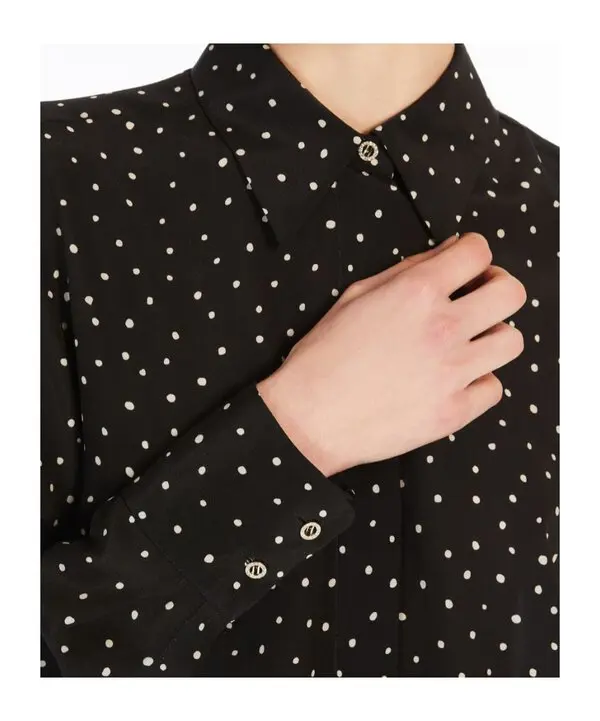 Max Mara Printed Silk Shirt With Gemstone Buttons