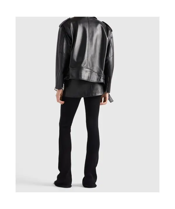 Prada Leather Mini Skirt With Snap Front Closure