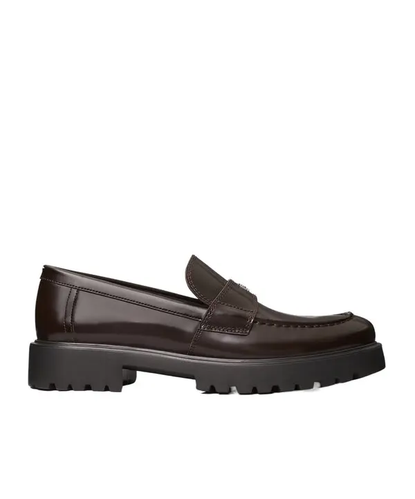 Tory Burch Logo-plaque Lug Sole Loafers - Cocoa