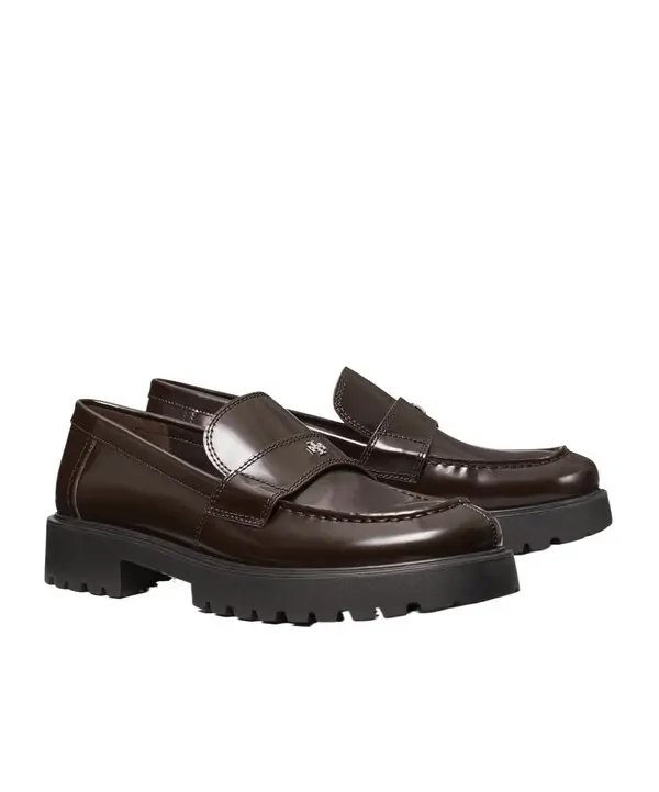 Tory Burch Logo-plaque Lug Sole Loafers - Cocoa