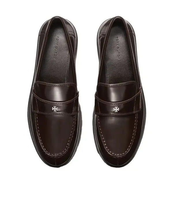 Tory Burch Logo-plaque Lug Sole Loafers - Cocoa