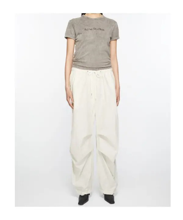 Acne Studios Wide-leg Drawstring Trousers With Frill Detail