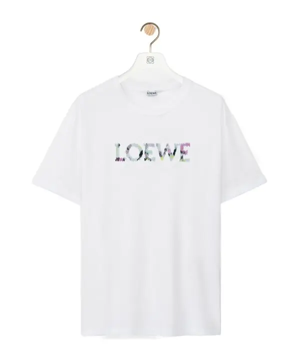 Loewe Logo Embroidered Relaxed Fit T-shirt - White