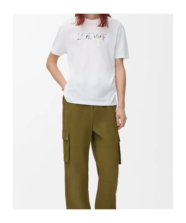 Loewe Logo Embroidered Relaxed Fit T-shirt - White
