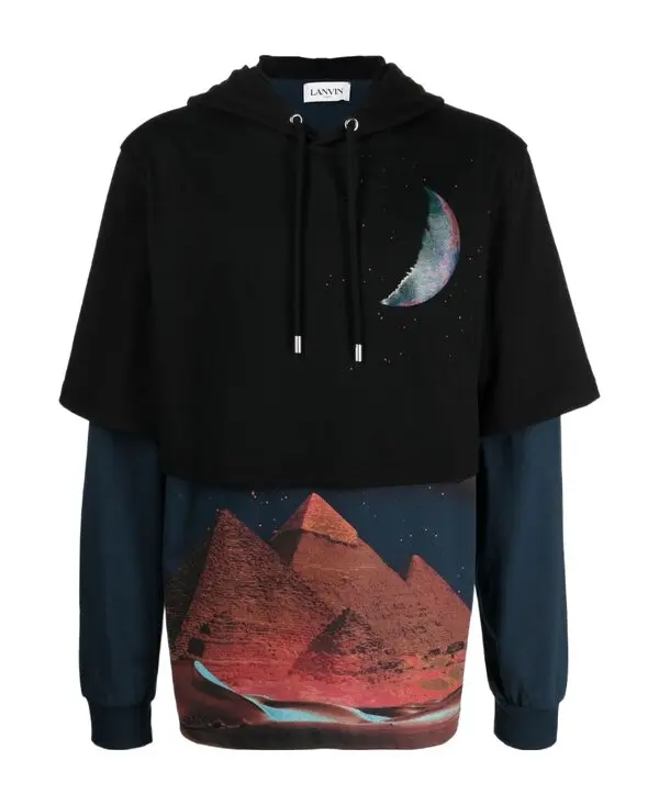 LANVIN Sci-fi Print Layered Hoodie