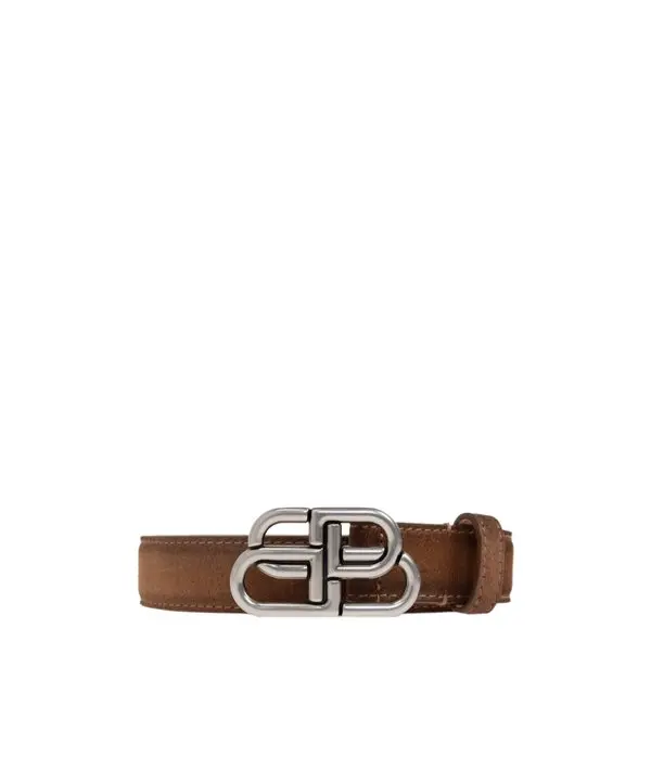 Balenciaga Bb Logo Buckle Belt - Brown