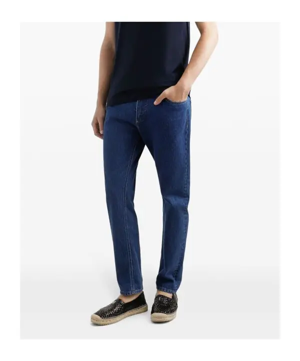 Dolce & Gabbana Logo Plaque Straight Leg Jeans - Blue