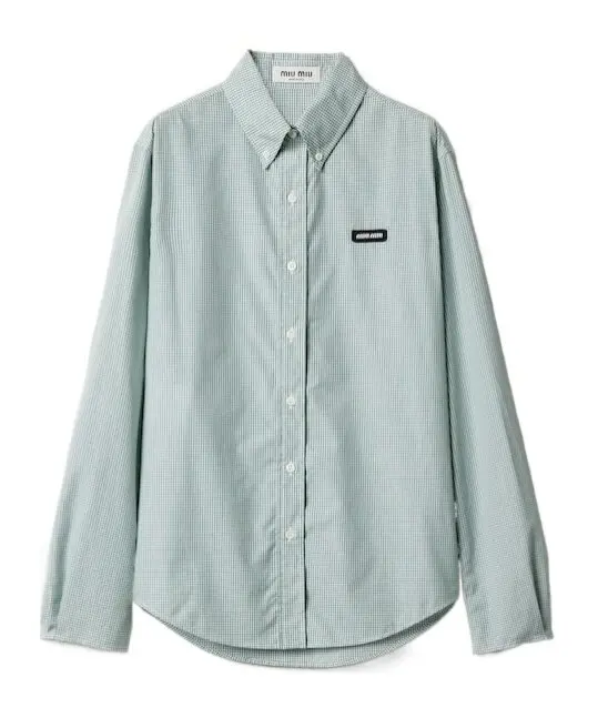 Miu Miu Logo Embroidered Checked Shirt