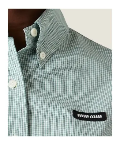 Miu Miu Logo Embroidered Checked Shirt