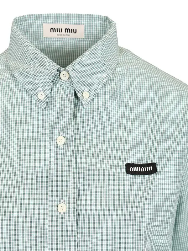 Miu Miu Logo Embroidered Checked Shirt