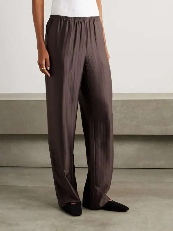 Loulou De Saison Kadala Patchwork Straight-leg Casual Pants - Dark Brown