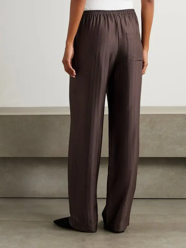 Loulou De Saison Kadala Patchwork Straight-leg Casual Pants - Dark Brown
