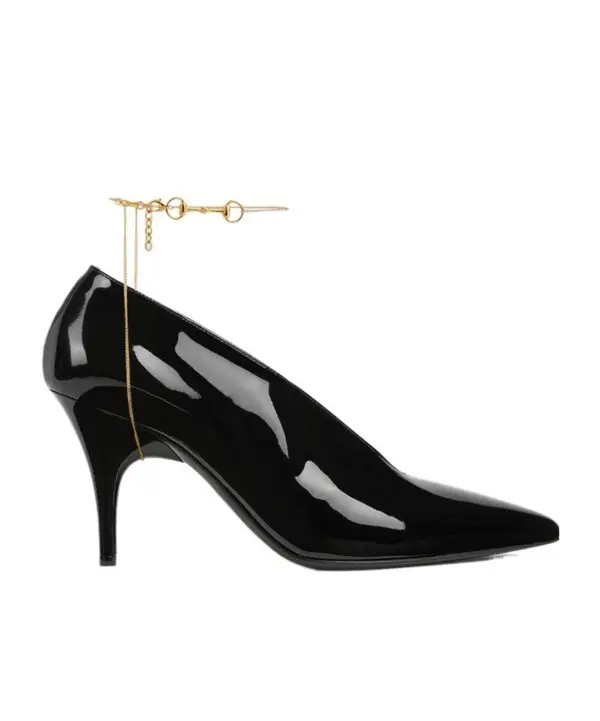 Gucci 97 Pointed Toe Pumps With Chain Embellishment