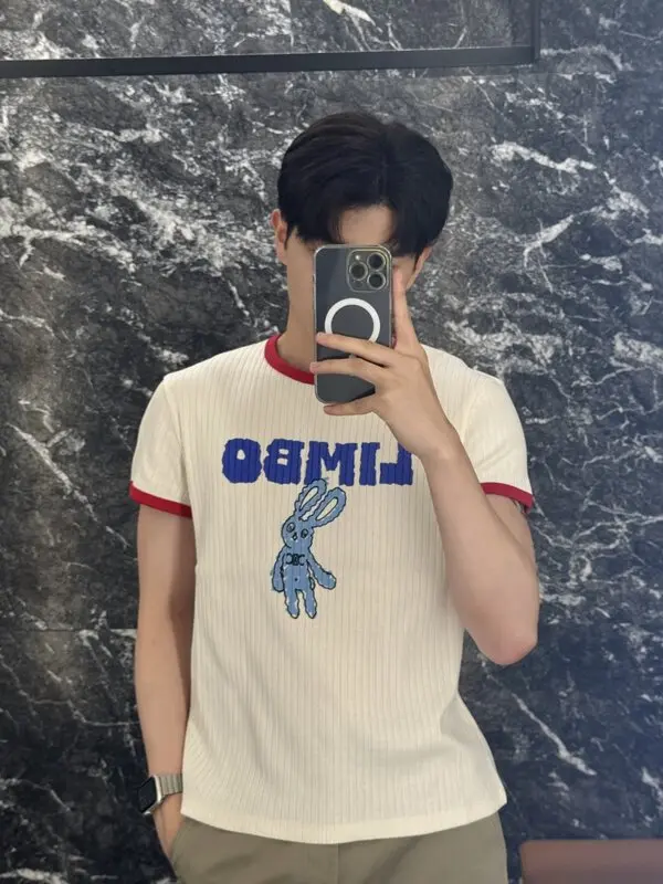 Celine Regular T-shirt In Ribbed Cotton Jersey