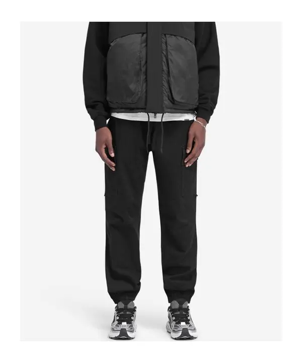 REPRESENT Elasticated Cargo Pants With Metal Bar Logo - Black