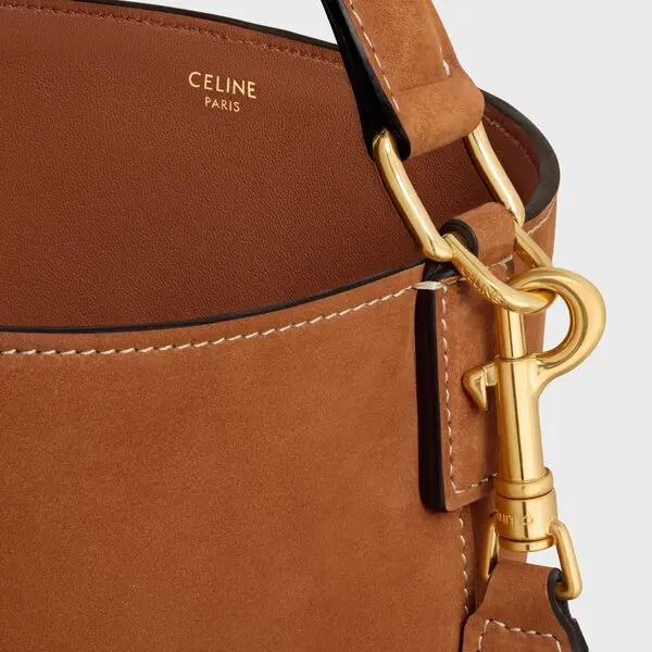 Celine Medium Bucket Bag In Nubuck Calfskin - Camel