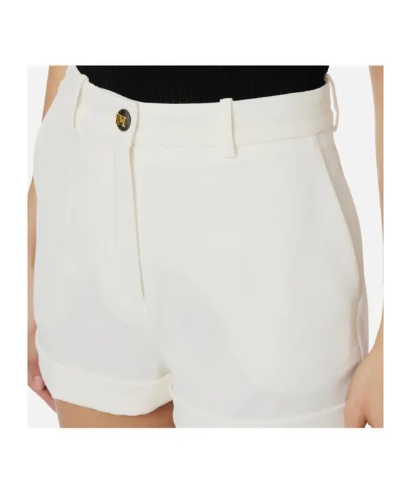 Elisabetta Franchi Lightweight Crêpe Shorts With Logo Button Detail - Ivory
