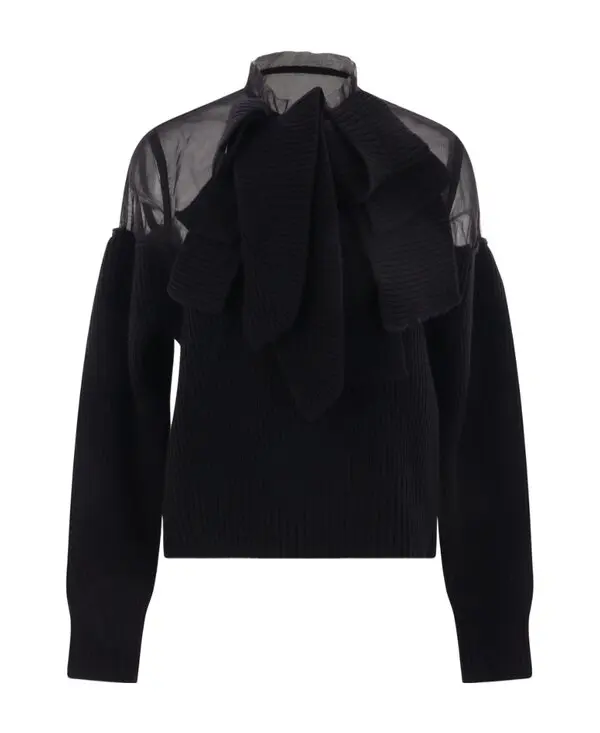 Sacai Chiffon Insert Knitted Pullover