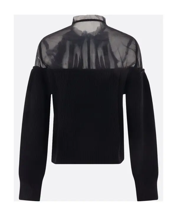 Sacai Chiffon Insert Knitted Pullover