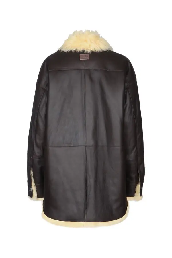 Acne Studios Shearling Collar Shirt Jacket - Coffee Brown