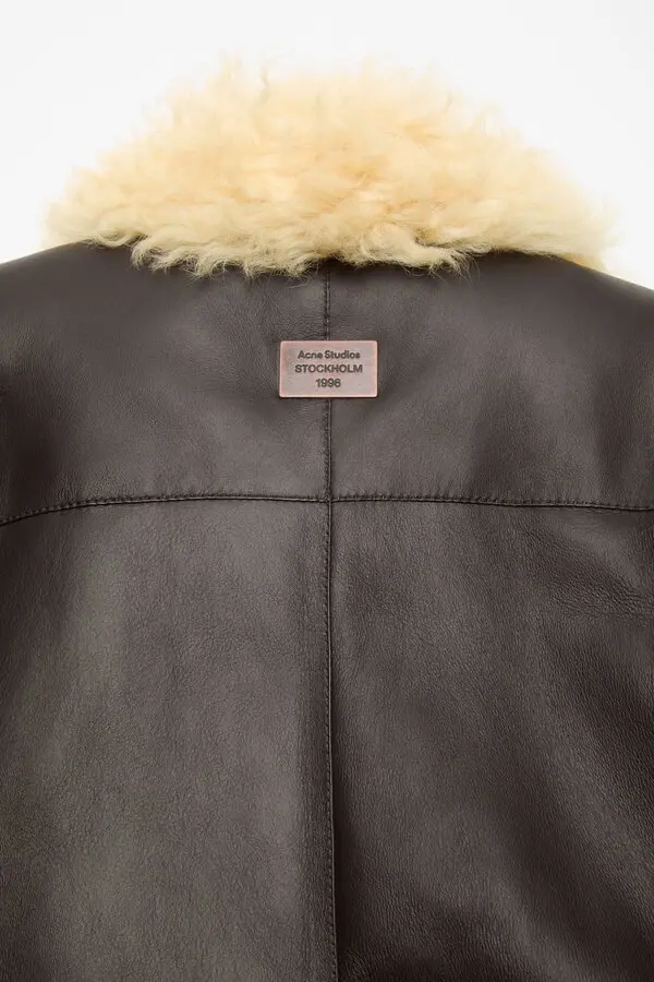 Acne Studios Shearling Collar Shirt Jacket - Coffee Brown