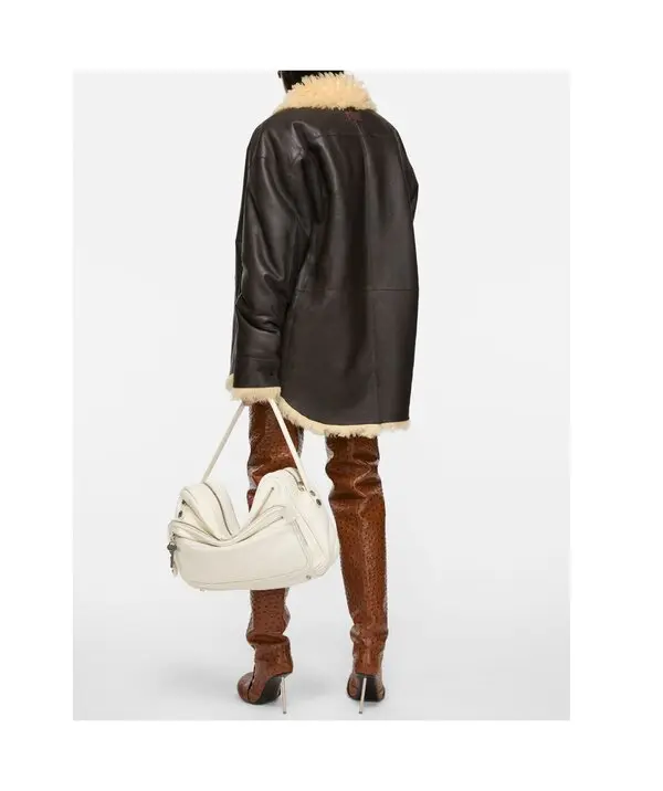Acne Studios Shearling Collar Shirt Jacket - Coffee Brown