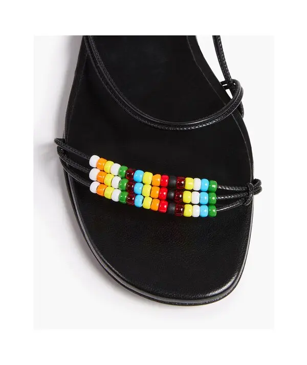 Khaite Embellished Beaded Ankle Strap Sandals - Black