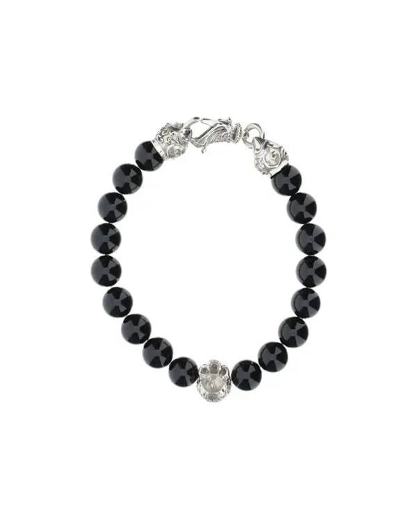Emanuele Bicocchi Skull-detail Bead Bracelet - Black