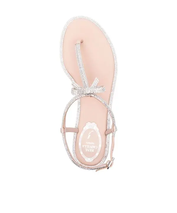 Rene Caovilla Caterina Embellished Bow Sandals - White