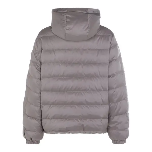 Miu Miu Quilted Down Jacket With Hood - Grey
