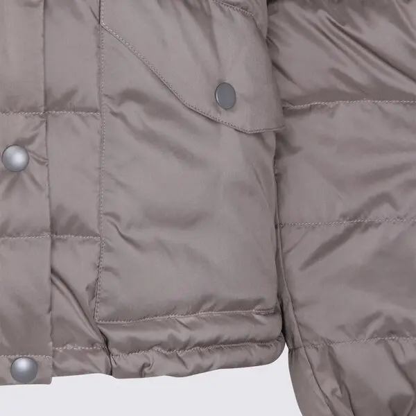 Miu Miu Quilted Down Jacket With Hood - Grey