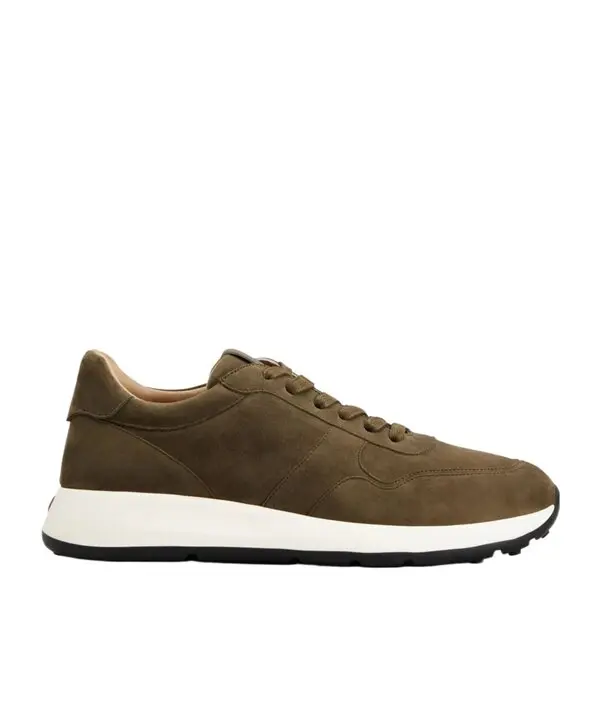 TOD'S Suede Round Toe Lace-up Sneakers - Green