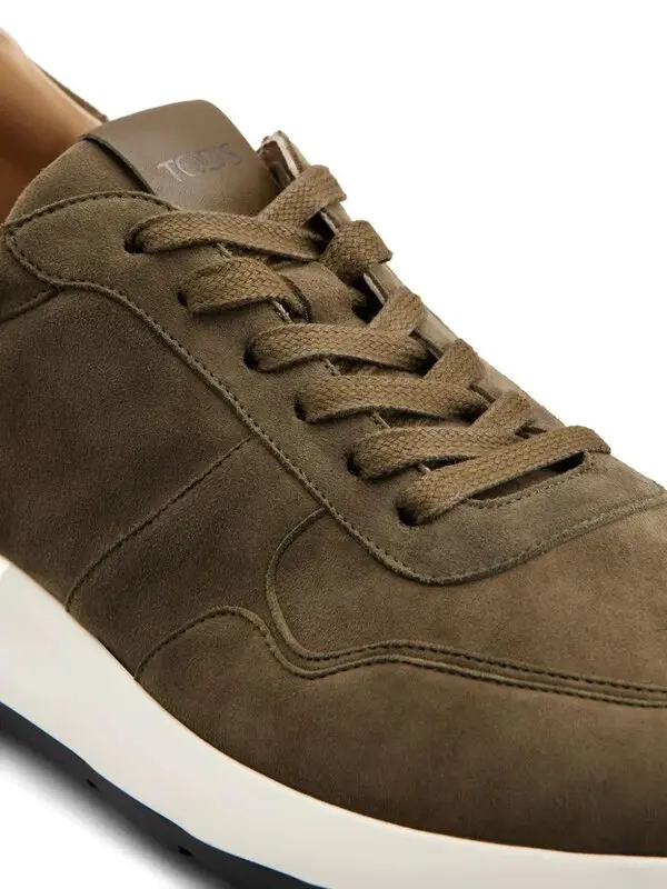 TOD'S Suede Round Toe Lace-up Sneakers - Green