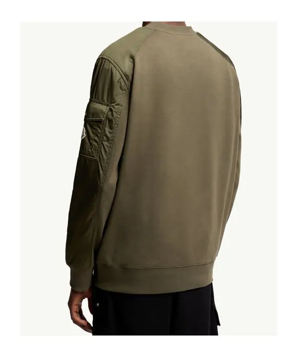 Moncler Cotton Blend Sweatshirt With Nylon Accents