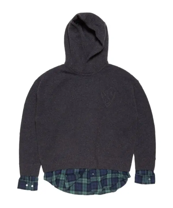 Acne Studios Layered Yak-blend Hoodie With Flannel Shirting Details - Black