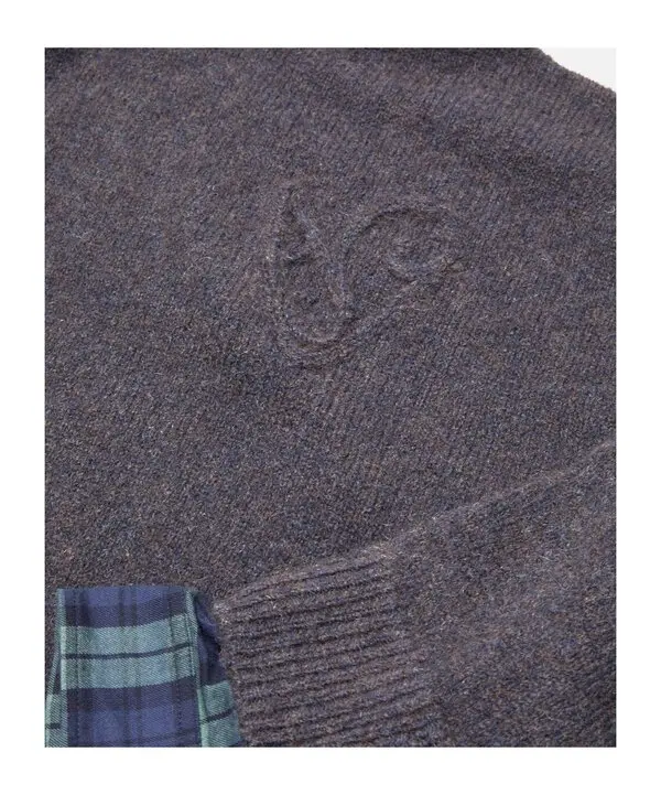 Acne Studios Layered Yak-blend Hoodie With Flannel Shirting Details - Black