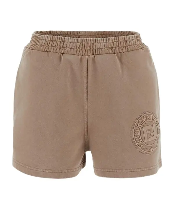 Fendi Logo Detailed Sweat Shorts - Brown