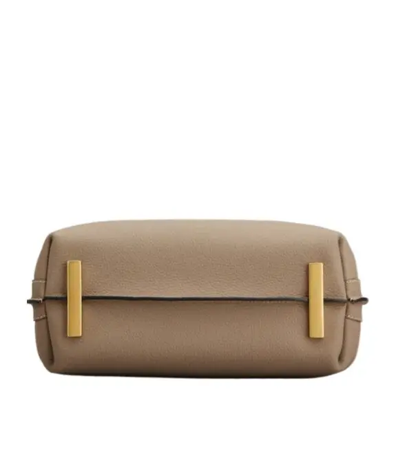 TOD'S T-plaque Belt Detail Calfskin Leather Tote Bag - Beige