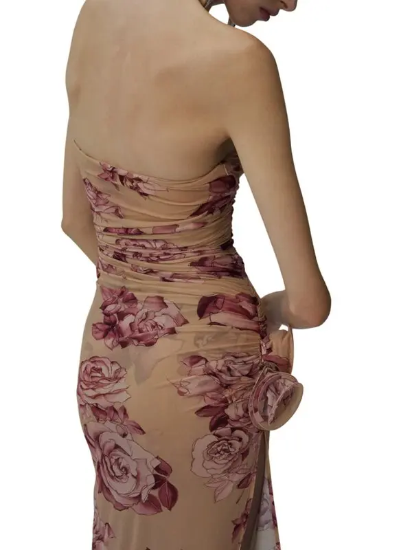 Magda Butrym Strapless Floral Embellished Midi Dress