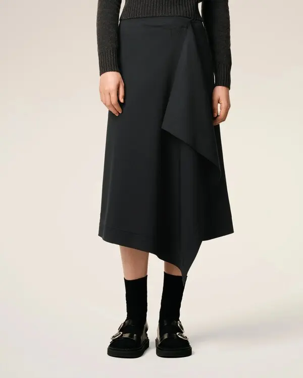 AMI Paris Midi Wrapped Skirt - Anthracite