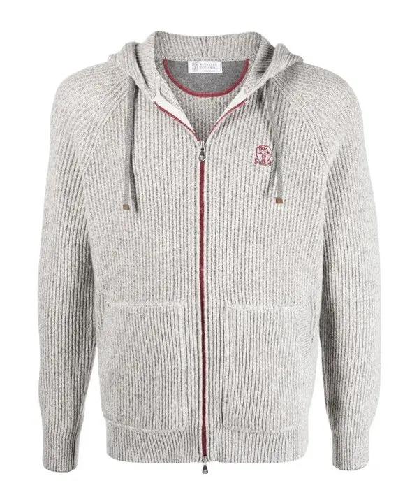 Brunello Cucinelli Zip-up Hooded Cardigan - White