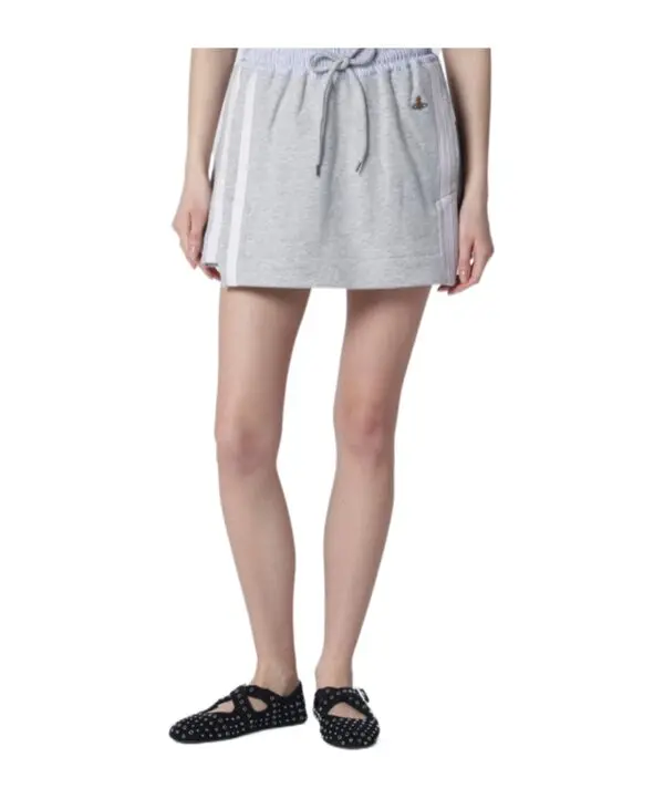 VIVIENNE WESTWOOD Stripe-trim Drawstring Mini Skirt - Grey